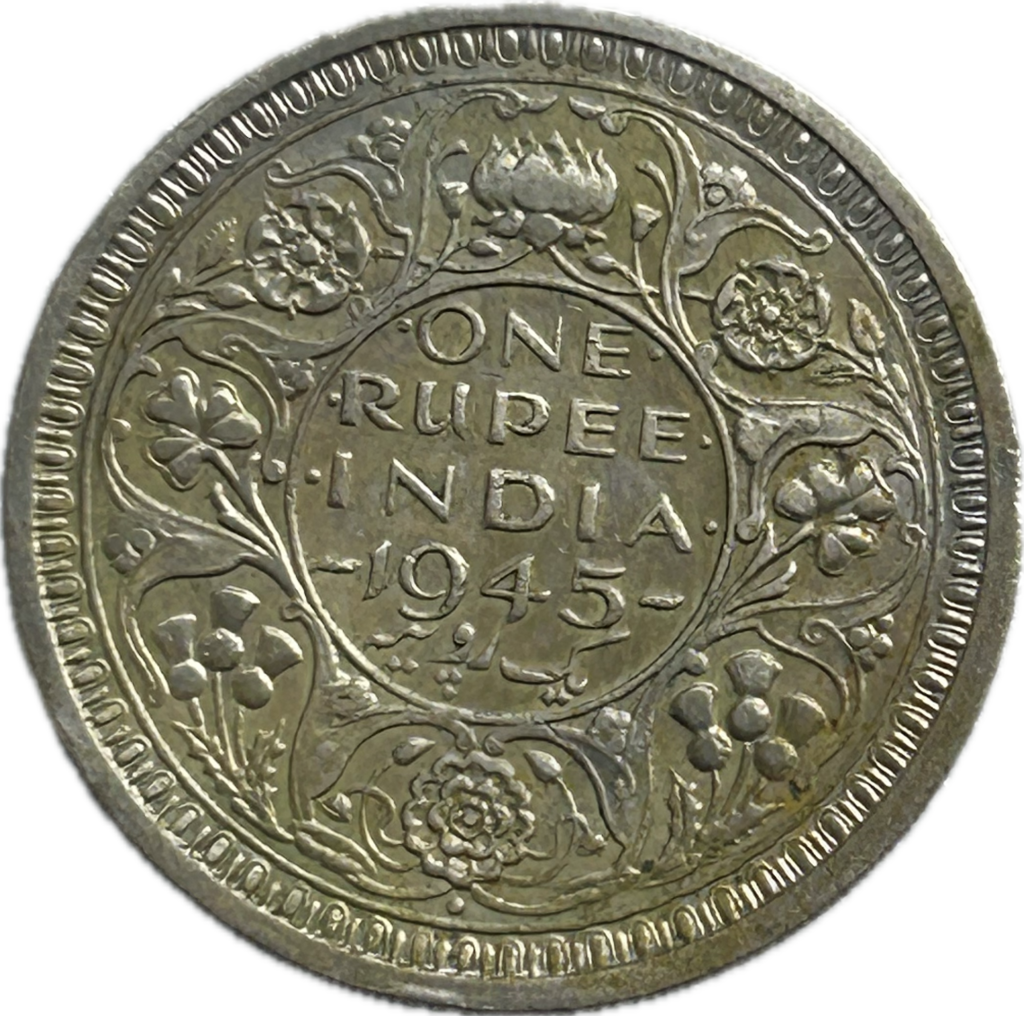 British India George VI King Emperor One Rupee 1945 Bombay Mint - Numiseek